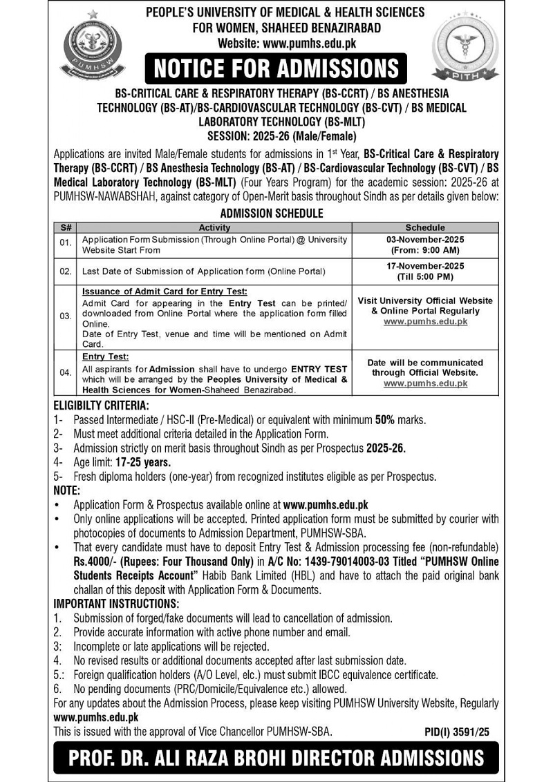 Peoples University of Medical & Health Sciences for Women-Shaheed ...